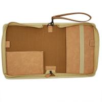 China Dustproof Genuine Leather Bible Case Bag With Hand Strap Floral Debossed Zipper for sale