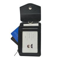 China PU Leather ID Business Card Badge Holder Wallet With Key Ring Multilayer for sale