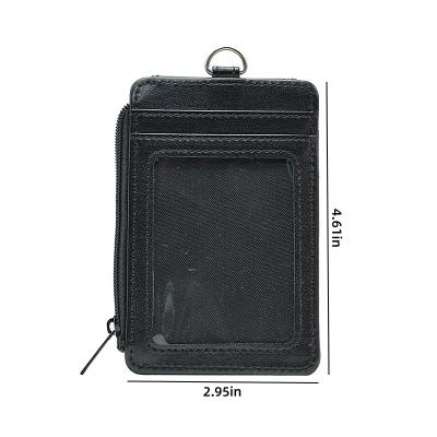 China PU Leather ID Business Card Badge Holder Wallet With Key Ring Multilayer for sale