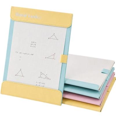 China Custom A4 PU Leather Magnetic Clipboard, Macaron Color Writing Board, Premium Leather Storage Clipboard With Pen Holder for sale