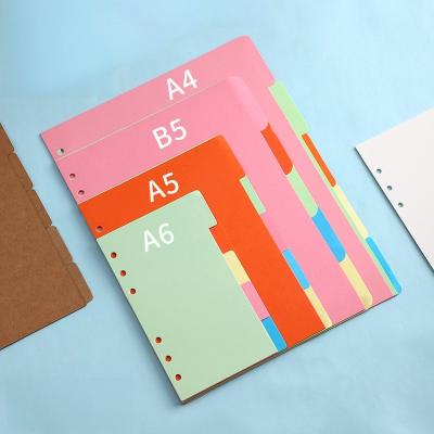 China Custom 6/9/11 Hole Color Index Dividers, A5/B5/A4 Loose Leaf Notebook Page Separators, Office School Binder Index Tabs for sale