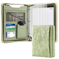 China Custom Leather Folder 3-Ring Binder A4 Multi-functional Zipper Portfolio Manager Folder for sale