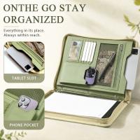 China Custom Leather Folder 3-Ring Binder A4 Multi-functional Zipper Portfolio Manager Folder for sale