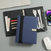 China Custom New A5 PU Leather Power Bank Notebook Set, Multi-Functional Charging Journal, Business Corporate Gift Wholesale for sale