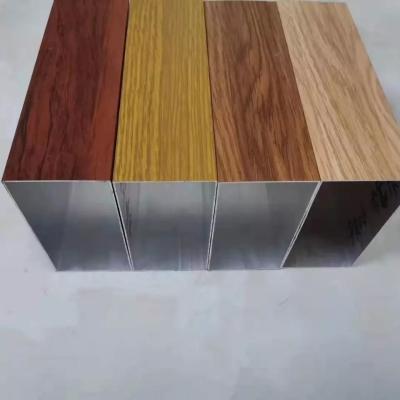 China anodized aluminum tubing，6063 T5 T6 Wood Grain Finish Aluminum Square Hollow Tube Pipe For Decoration for sale