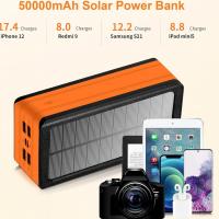 China Wireless Portable Solar Battery Bank Phone Charger 50000mAh Power for sale