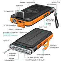 China Wireless Portable Solar Charger Power Bank With FM Radio 20000mAh for sale