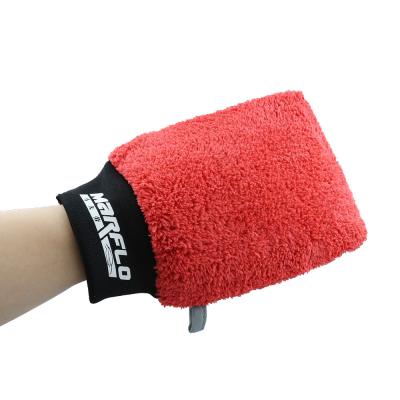 China Red Microfiber Detailing Clay Mitt 22x14.5 cm Reusable Car Clay Glove with PP Box for sale