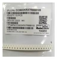 China 1.0uF SMD Multilayer Ceramic Capacitors MLCC 0603105K / 25V X7R for sale
