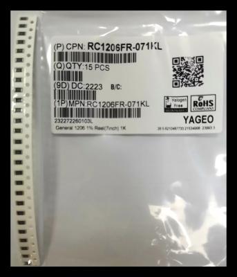 China 7 Inch Dia Reel Thick Film Chip Resistors 1206 Coating 1KΩ ± 1% General for sale