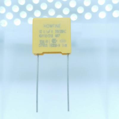 China Yellow 0.1uF X2 Safety Capacitor Fireproof Solvent Resistant for sale