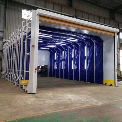 China Durable Retractable Tent Featuring Galvanized Steel Frame and PVC Curtains for Flexible Industrial Work Environments for sale