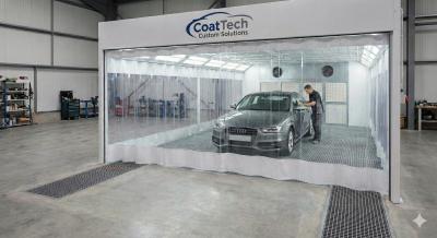China CoatTech Infrared Paint Curing Preparation Station with Overhead Rail System and Short-Wave IR Heater Cassettes for sale