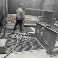 China Heavy-Duty Industrial Sandblasting Booth with Motorized Transfer Cart System for sale