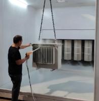 China Powder Coating Booth with Overhead Conveyor & Cartridge Filter Recovery System for sale