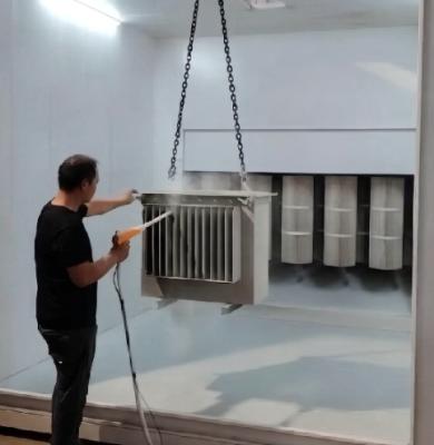 China Powder Coating Booth with Overhead Conveyor & Cartridge Filter Recovery System for sale