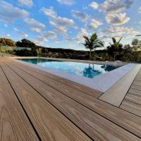 China Wood Plastic Composite WPC Fence and Pergola Decorative Pillar Brown Surface Finished for sale