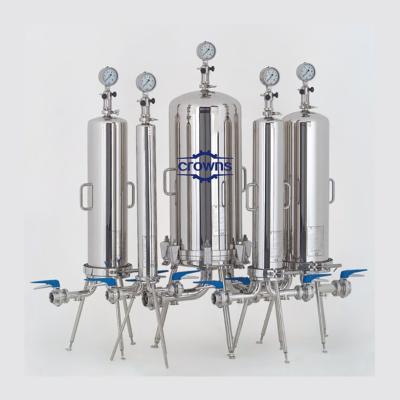 China 304/316L Stainless Steel Single Multi Cartridge Filter Housing For Wine Oil Water Treatment Industrial Water Filter for sale
