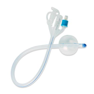 China White All Silicone 3 Way Indwelling Urinary Catheter Hydrophilic Coated for sale