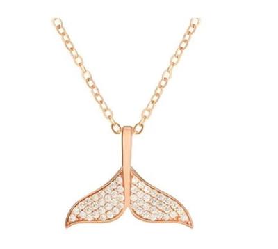 China 925 Sterling Silver Geometric Cubic Zirconia Mermaid Pendant Necklace 18 Inch for Women for sale