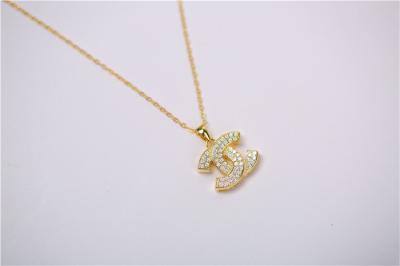 China 18K Gold Plated Pendant Necklace with Zircon 60cm Long Chain Hip Hop Jewelry for sale