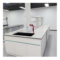 China Adjustable Shelves Lab Island Bench Epoxy Resin Top 2 Cabinets 4 Drawers for sale