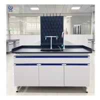 China White Finish Lab Island Bench With High Load Capacity 4 Wheels In White Finish for sale