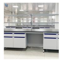 China White Finish Lab Island Bench With High Load Capacity 4 Wheels In White Finish for sale