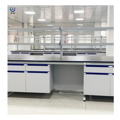 China White Finish Lab Island Bench With High Load Capacity 4 Wheels In White Finish for sale
