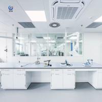 China L Shaped Lab Island Bench Customized Length 75x90cm White Workstation Furniture for sale