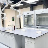 China L Shaped Lab Island Bench Customized Length 75x90cm White Workstation Furniture for sale