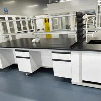 China High Load Capacity Lab Island Bench With Sink Steel Frame Adjustable Height for sale