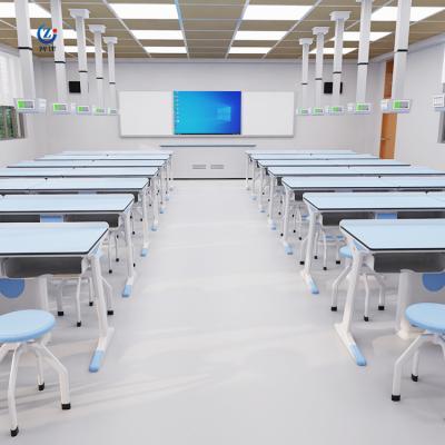 China Rectangle Physics Lab Furniture Polishing Movable Display Workstation for sale