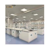 China Heavy Duty Laboratory Island Bench With 2 Doors 2 Shelves 2 Cabinets 4 Drawers Steel Wood Design for sale