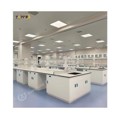 China Heavy Duty Laboratory Island Bench With 2 Doors 2 Shelves 2 Cabinets 4 Drawers Steel Wood Design for sale