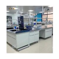 China Steel Laboratory Island Bench With 2 Lockers 4 Drawers 2 Cabinets White / Blue / Grey Colors for sale