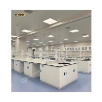 China Steel Laboratory Island Bench With 2 Lockers 4 Drawers 2 Cabinets White / Blue / Grey Colors for sale