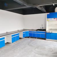 China Space saving Modern Wall mounted Functional Steel Lab Wall Bench w/ Epoxy Resin Table Top for sale