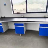China Space saving Modern Wall mounted Functional Steel Lab Wall Bench w/ Epoxy Resin Table Top for sale
