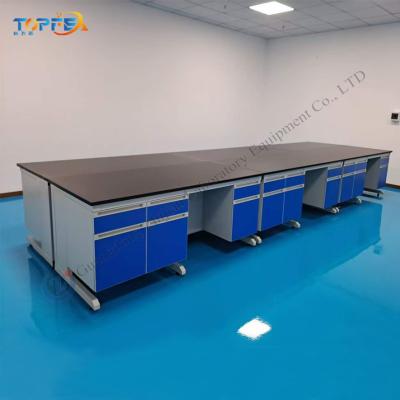 China Customized Number of Drawers and Handles Steel Lab Island Bench for Educational Labs for sale