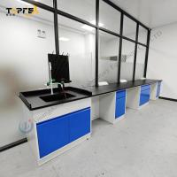 China Steel-wooden Lab Wall Bench Modern Design For Customizable Laboratories for sale