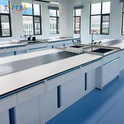 China Customized Number of Handles and Load Capacity of 200-250 Kg in Steel-wood Lab Island Bench for Heavy Duty Laboratory Work for sale