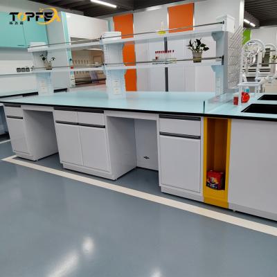 China Customized Lab Island Bench Length * 1500*850mm with PP Material and Number of Doors Customized for sale