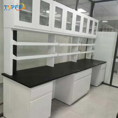 China Green Wall-Mounted Laboratory Bench High Durability and Eco-Friendly Materials for sale