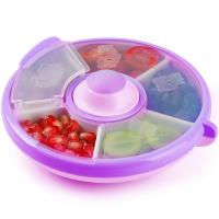 China White Round Divided Snack Plate , Food Grade Safety Divided Medicine Box for sale
