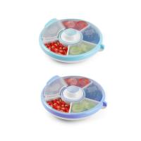 China White Round Divided Snack Plate , Food Grade Safety Divided Medicine Box for sale