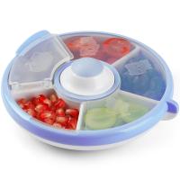 China White Round Divided Snack Plate , Food Grade Safety Divided Medicine Box for sale