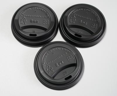China 73mm Hot Cup Black Disposable PLA Lids Restaurants for sale