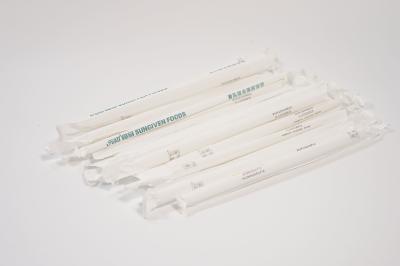 China Pointed 6x230mm Biodegradable PLA Straws With Paper Wrap Beverage Stores for sale
