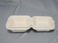 China White Hinged Bagasse Takeaway Boxes 431x199x38mm for sale